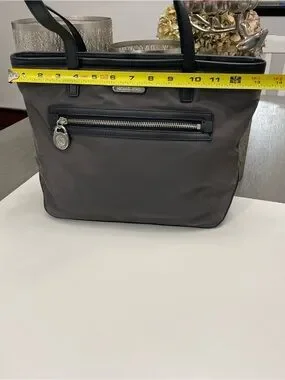 Michael Kors | Bags | Michael Kors Gray Nylon Tote With Black Trim ...